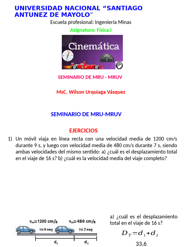 Ejercicios de Mru y Mruv | PDF | Tasas temporales | Tiempo espacial