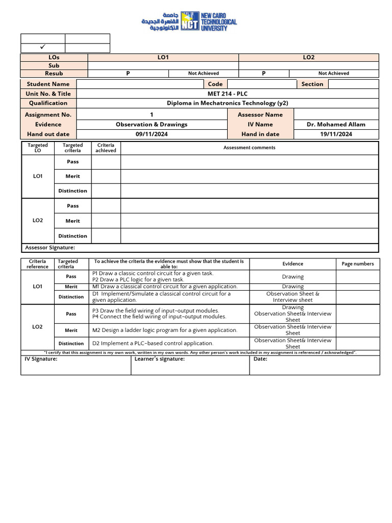 Assignment 1 Plc Pdf Switch Programmable Logic Controller