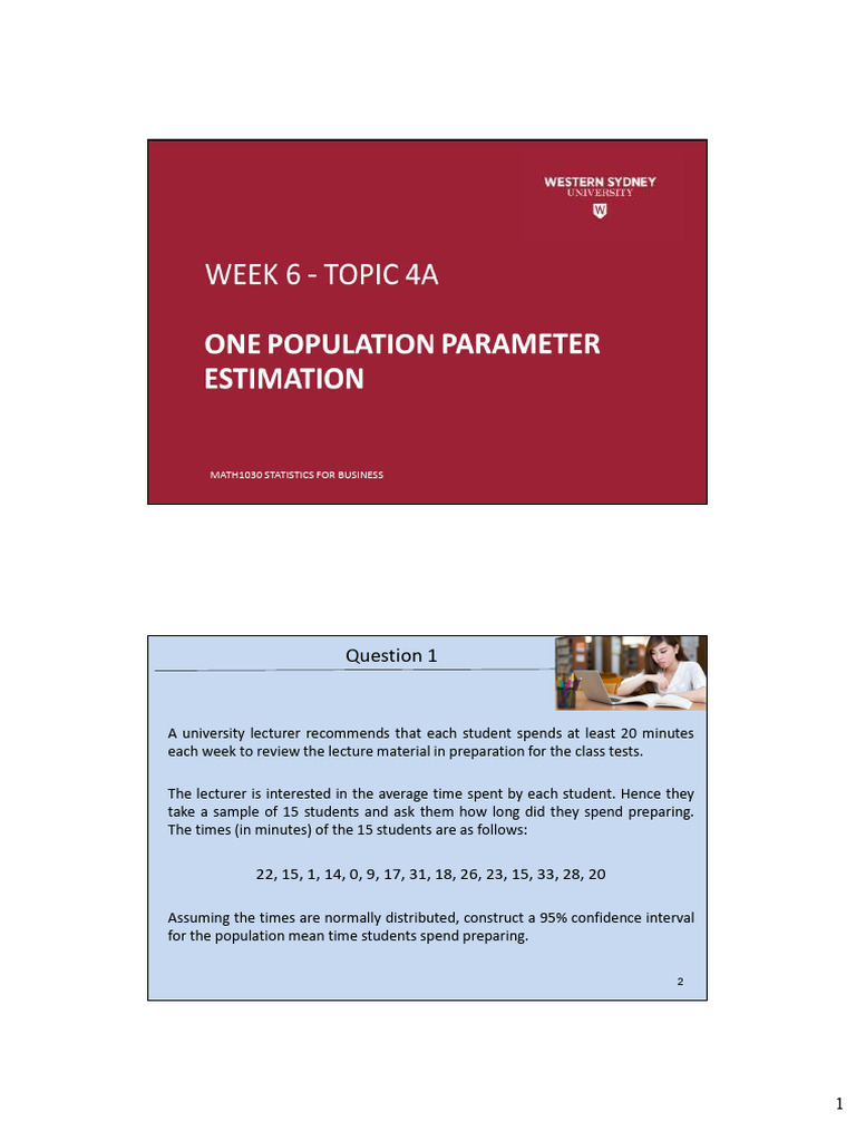 Module 06 - One Population Parameter Estimation - Topic 4A | PDF | Standard Deviation ...