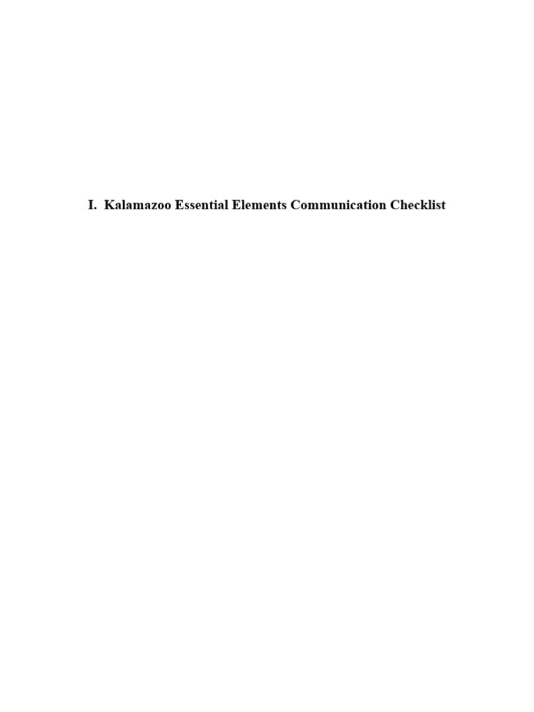 Kalamazoo Essential Elements Communication Checklist | PDF ...