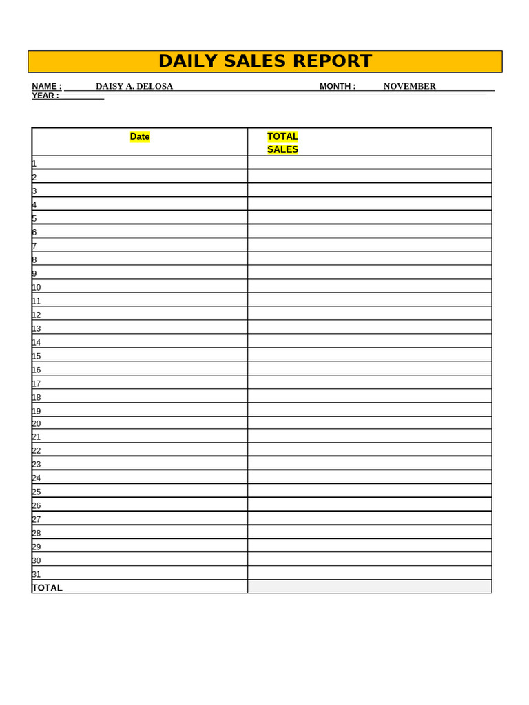 Daily Sales | PDF