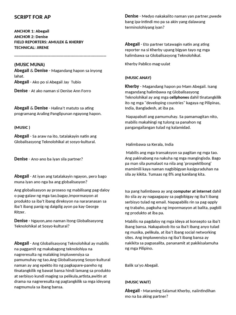Script For AP 1 | PDF