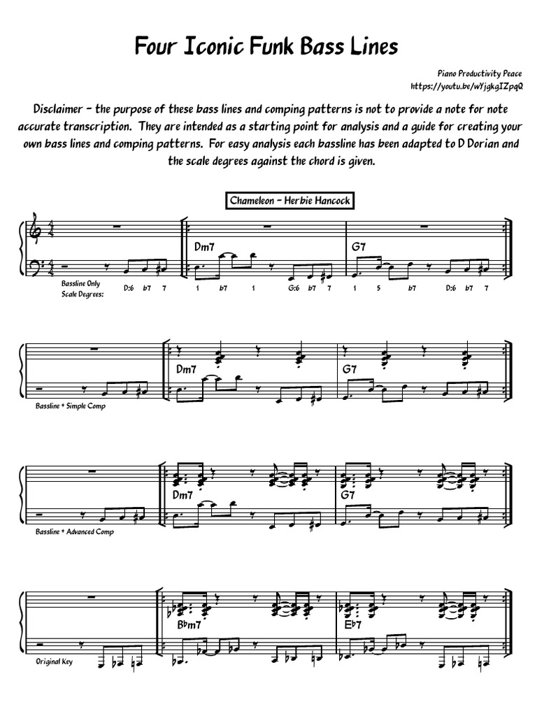 Iconic Funk Bass Lines Guide | PDF | African American Music | Musicology