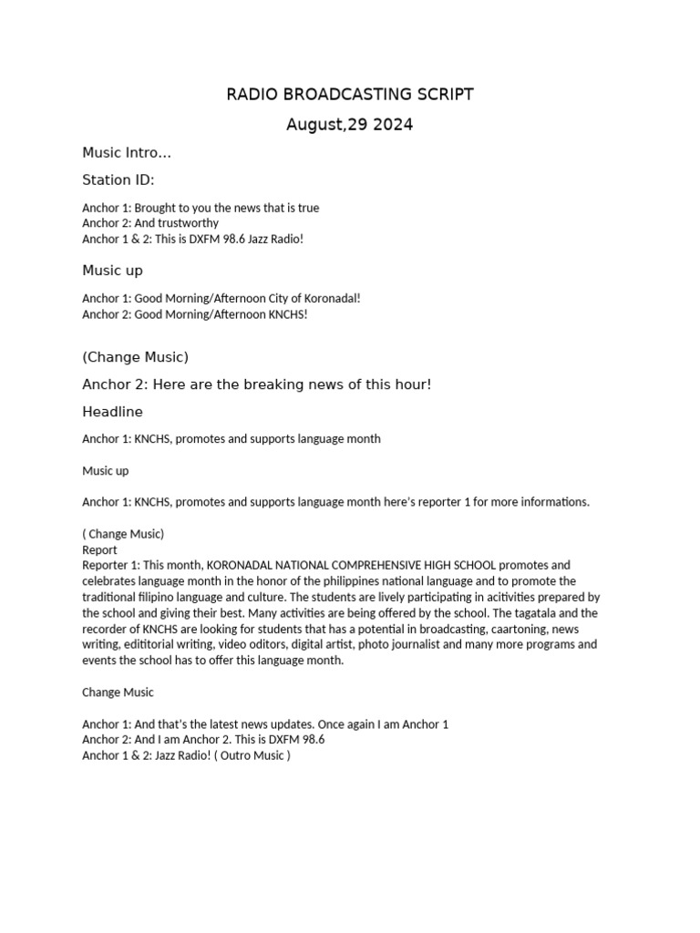 RADIO-BROADCASTING-SCRIPT (1) | PDF