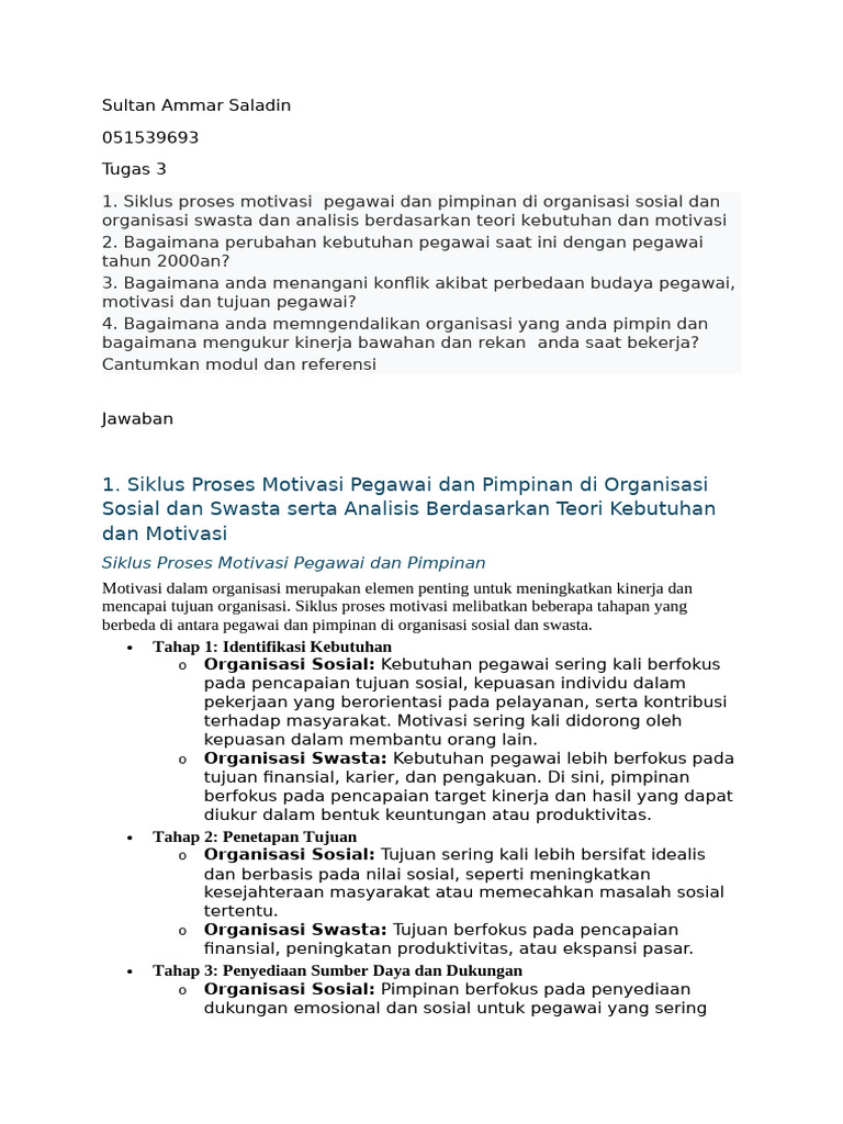 Sultan Ammar Saladin 051539693 T3 Perilaku Organisasi | PDF