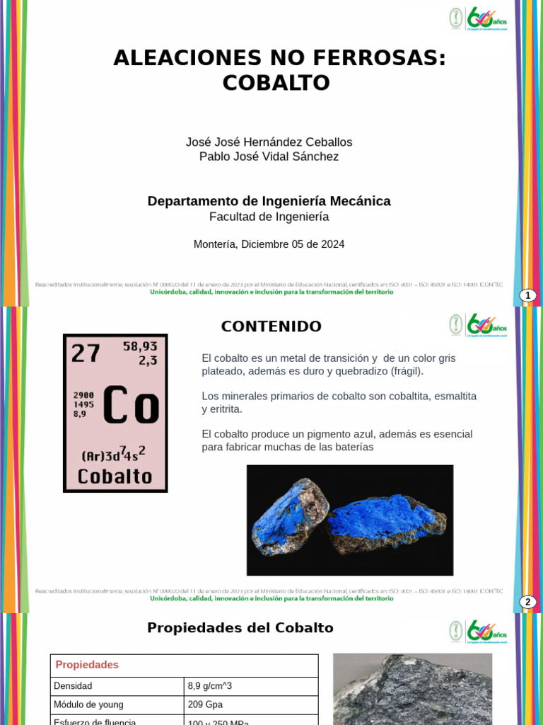 Aleaciones No Ferrosas - Cobalto | PDF | Cobalto | Aleación