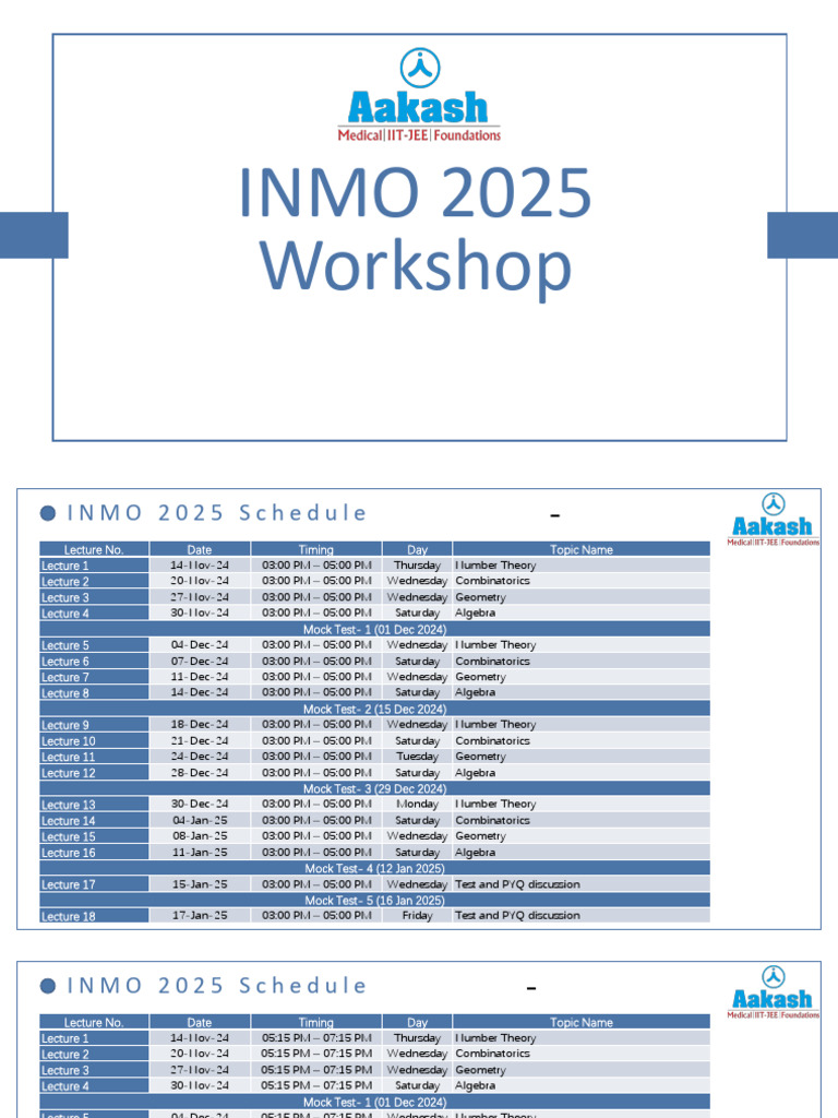 1731573039511_INMO 2025 Workshop (1) | PDF | Combinatorics | Number Theory