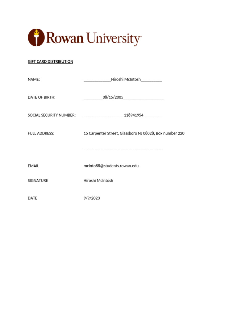 2m2x Fall 21 Gift Card Distribution Form | PDF