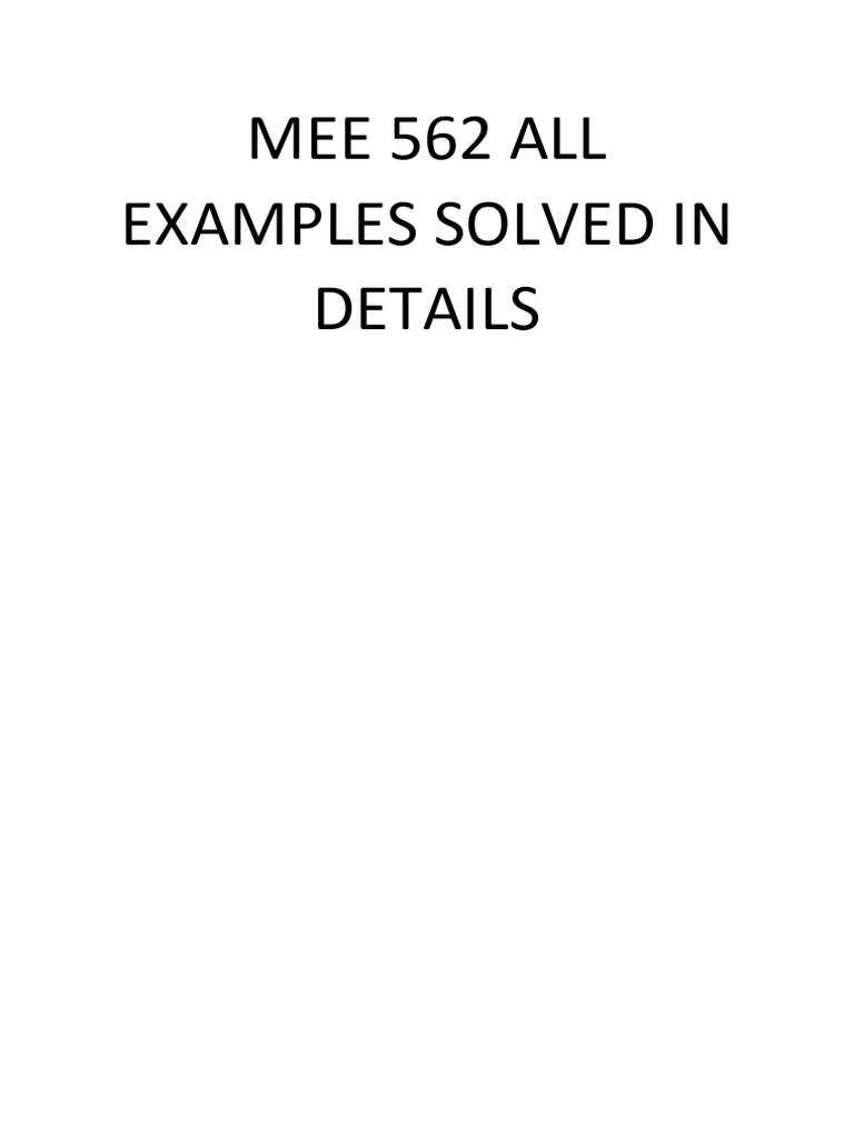 MEE 562 EXAMPLES IN DETAILS | PDF
