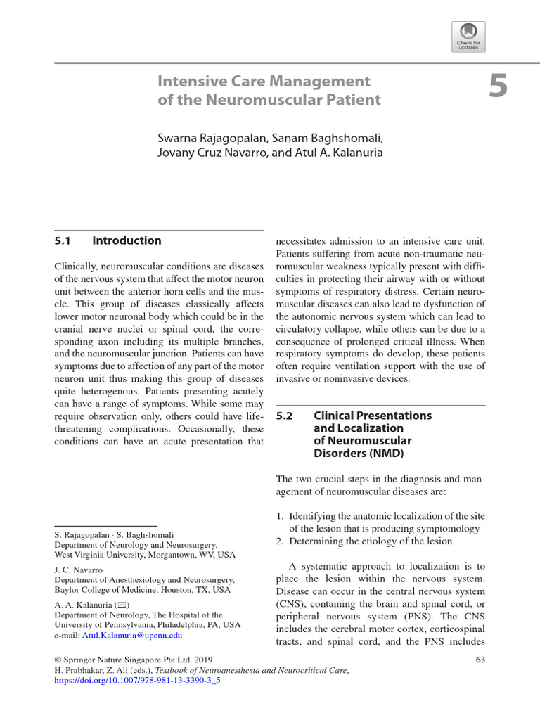 Intensive Care Management of The Neuromuscular Patient | PDF | Electromyography | Nerve