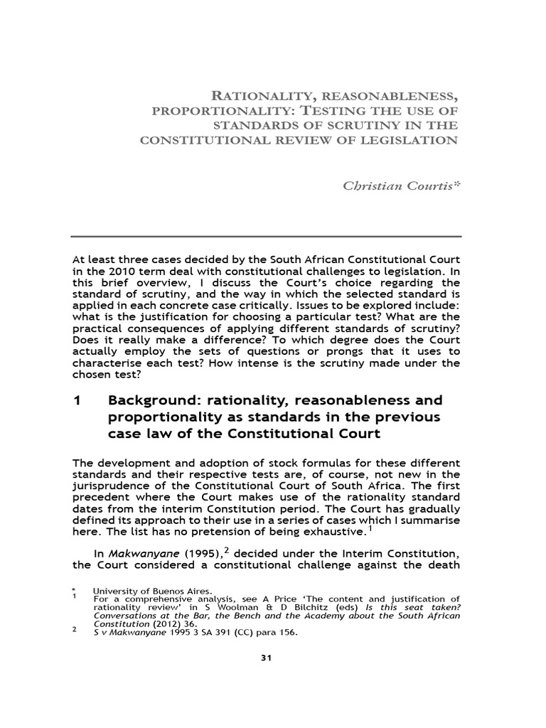 Scrutiny Standards in SA Constitutional Law | PDF | Rationality ...