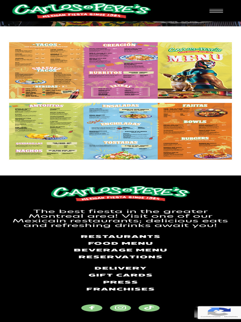 Food Menu - Carlos & Pepe's | PDF
