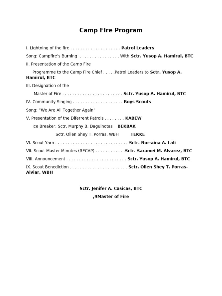 Camp Fire Program | PDF