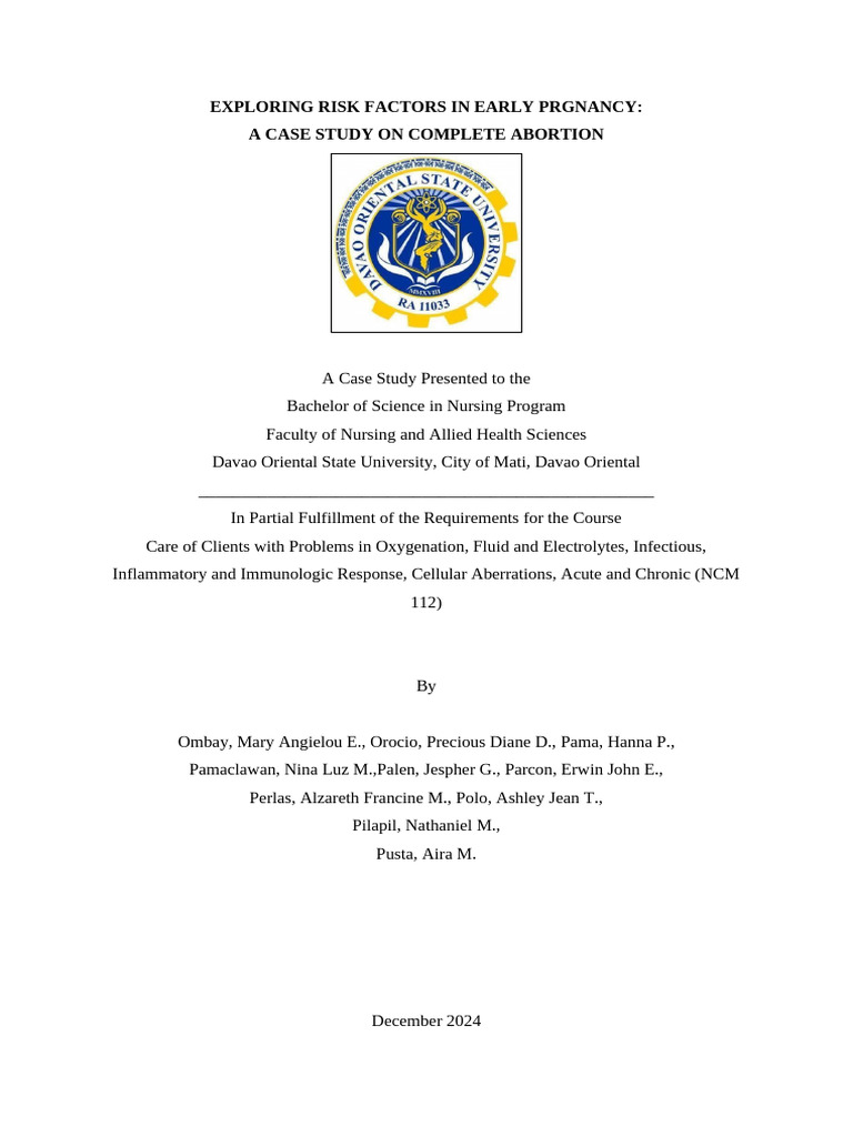 Case Study Final g7 | PDF | Uterus | Abortion