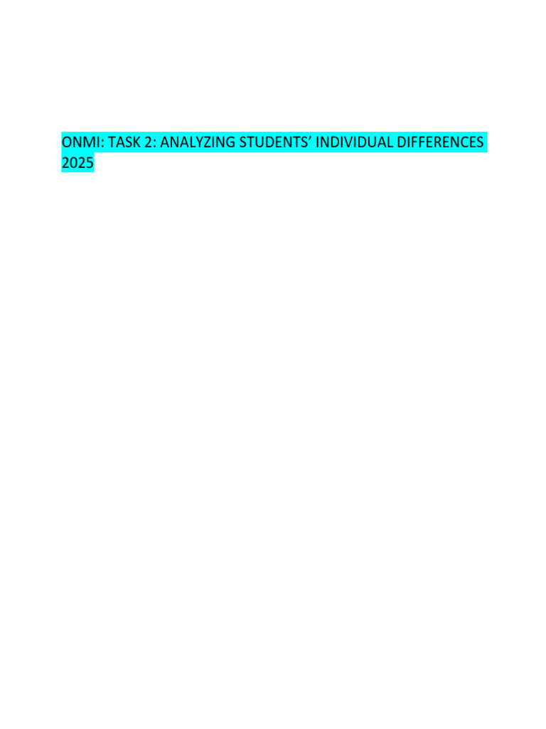 ONMI Task 2 Analyzing Students Individual Differences Final Attempt 4 | PDF | Learning | Teachers