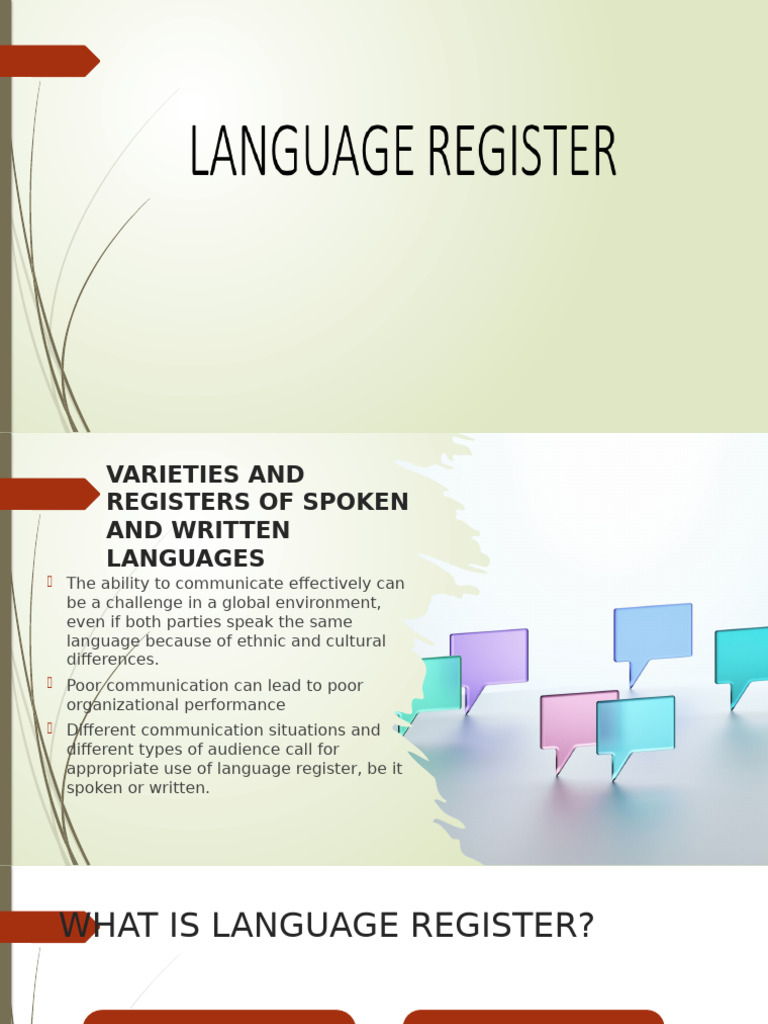Language Registers: Types and Uses | PDF | Linguistics | Sociolinguistics