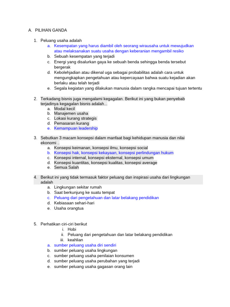 Soal Persiapan UAS-1 | PDF