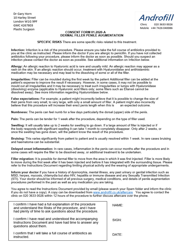 Androfill Consent 01.2020b | PDF | Allergy | Injection (Medicine)