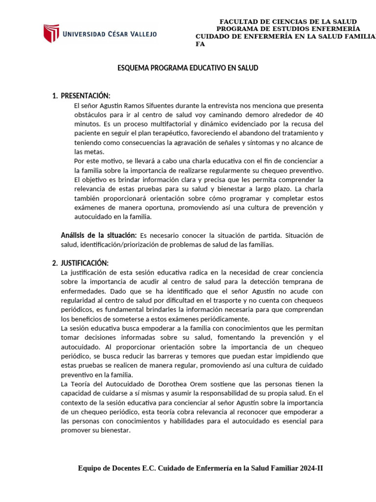 Esquema Programa - Educativo - 2024-II | PDF | Enfermería | Enseñando
