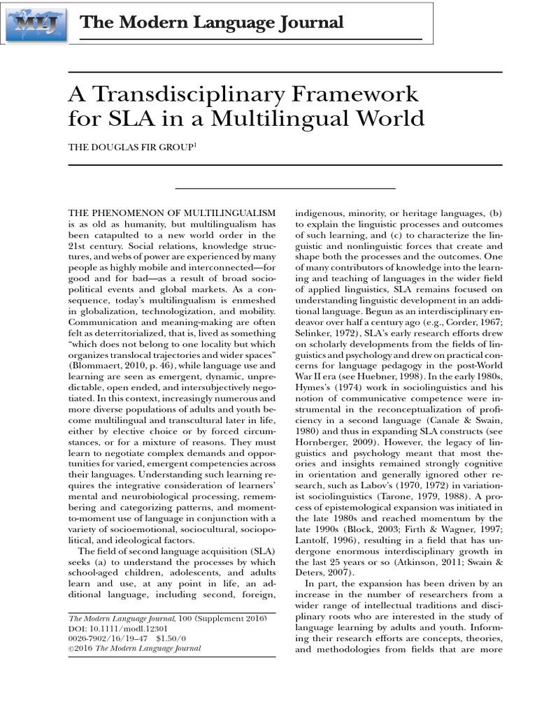 Douglas Fir Group 2016 | PDF | Second Language Acquisition | Linguistics