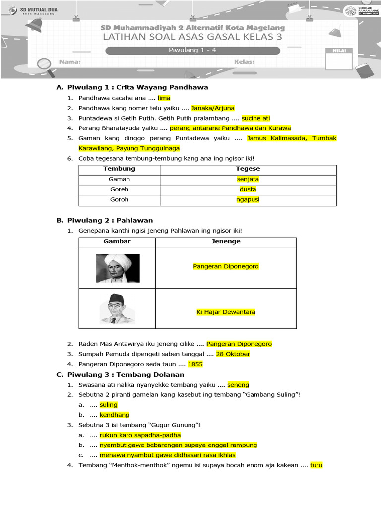 3 - KJ Asas Lat Soal B. Jawa | PDF