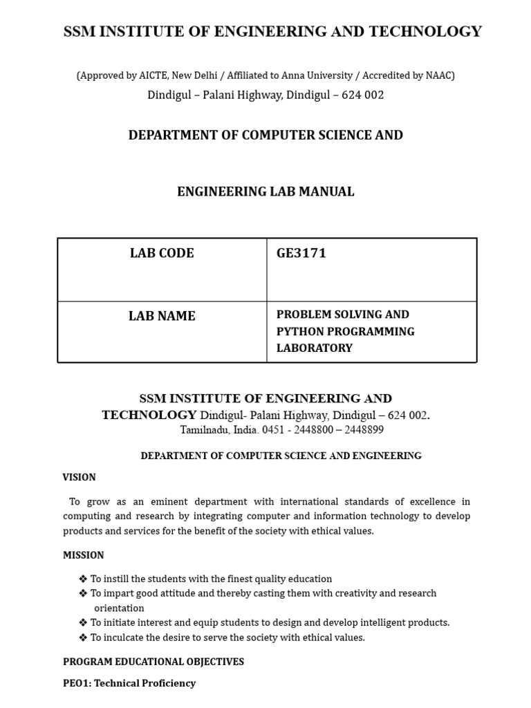 Ge3171 PSPP Lab Manual Updated | PDF | Area | String (Computer Science)