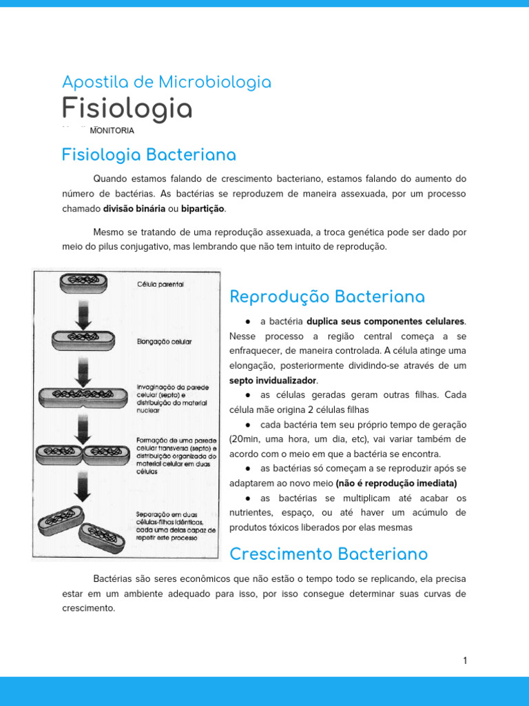 Cópia de 14-Apostila de Microbiologia (Fisiologia Bacteriana) | PDF ...