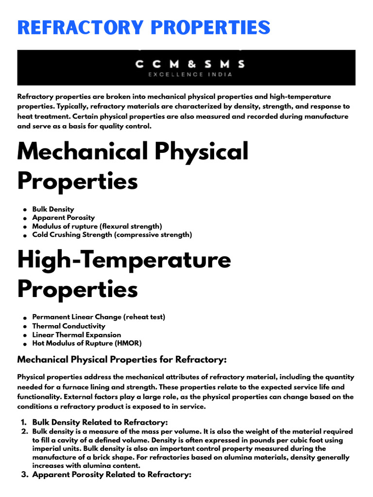 Refractory Properties Overview | PDF | Refractory | Density