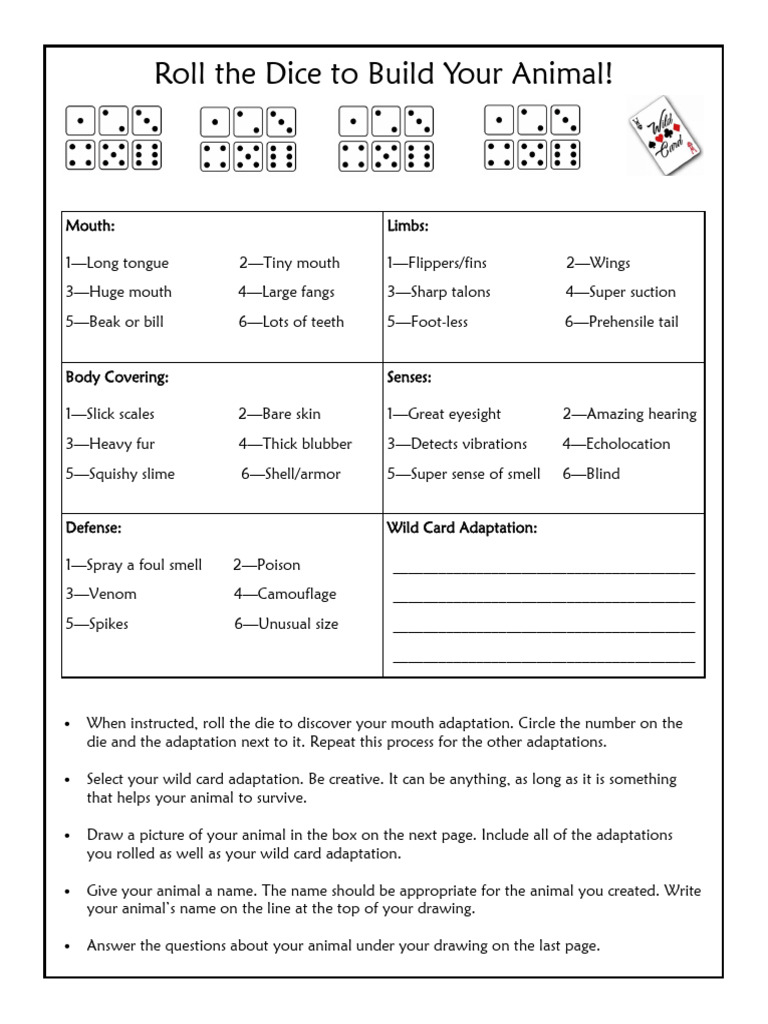 Create Your Own Animal Adaptations | PDF | Adaptation