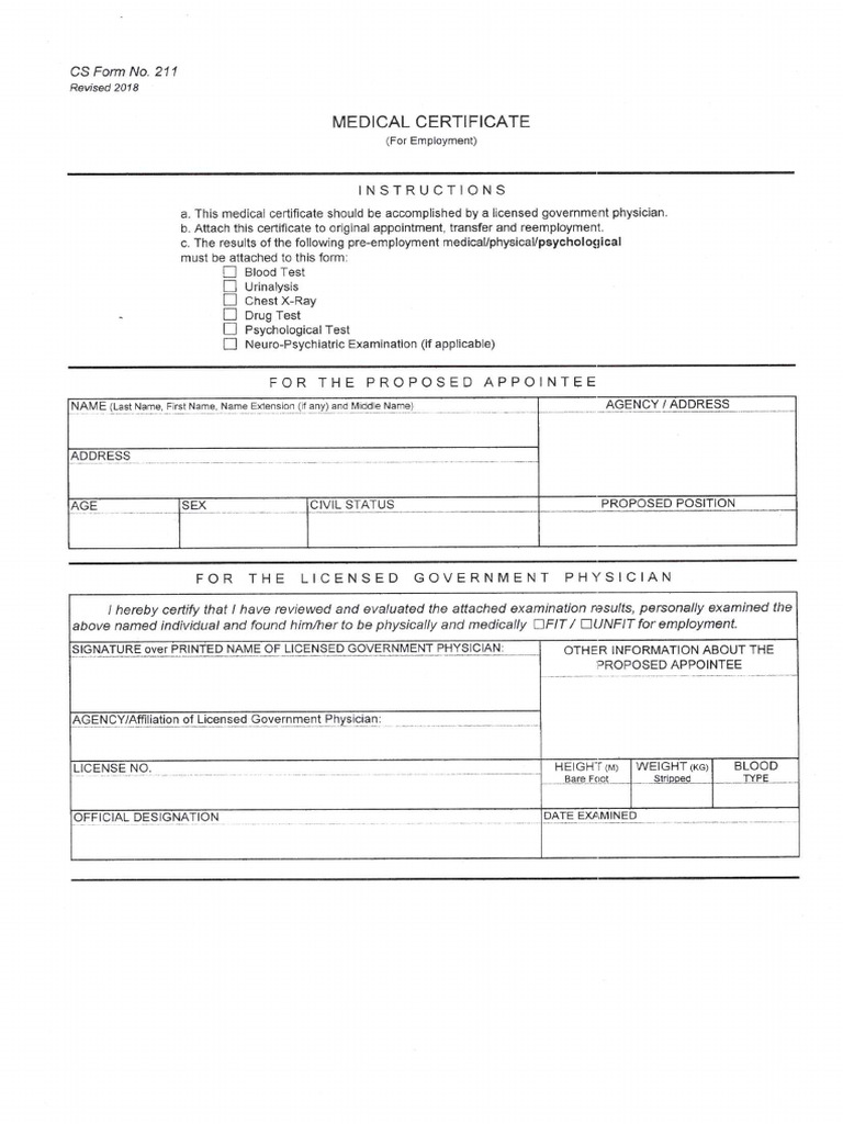 Cs Form 211 PDF | PDF