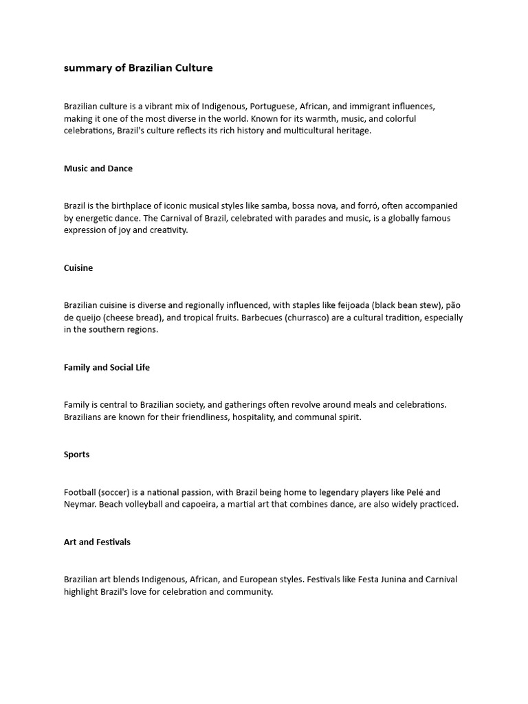 Overview of Brazilian Culture | PDF