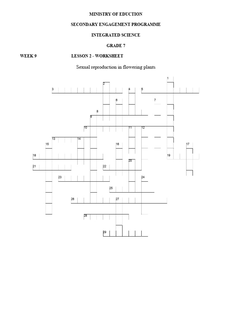 SEXUAL REPRODUCTION IN FLOWERING PLANTS Week 9 Lesson 2 Worksheets 1 and Answersheets | PDF ...