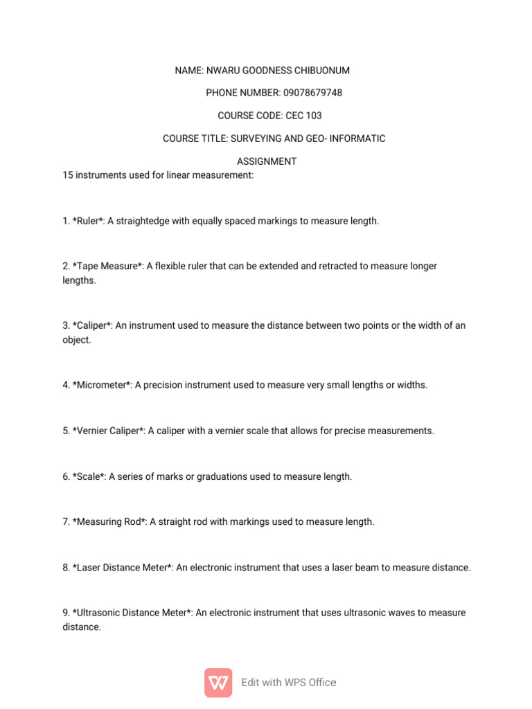 15 Instruments for Linear Measurement | PDF