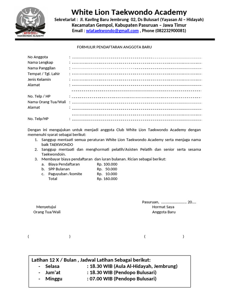 FORMULIR PENDAFTARAN ANGGOTA BARU | PDF