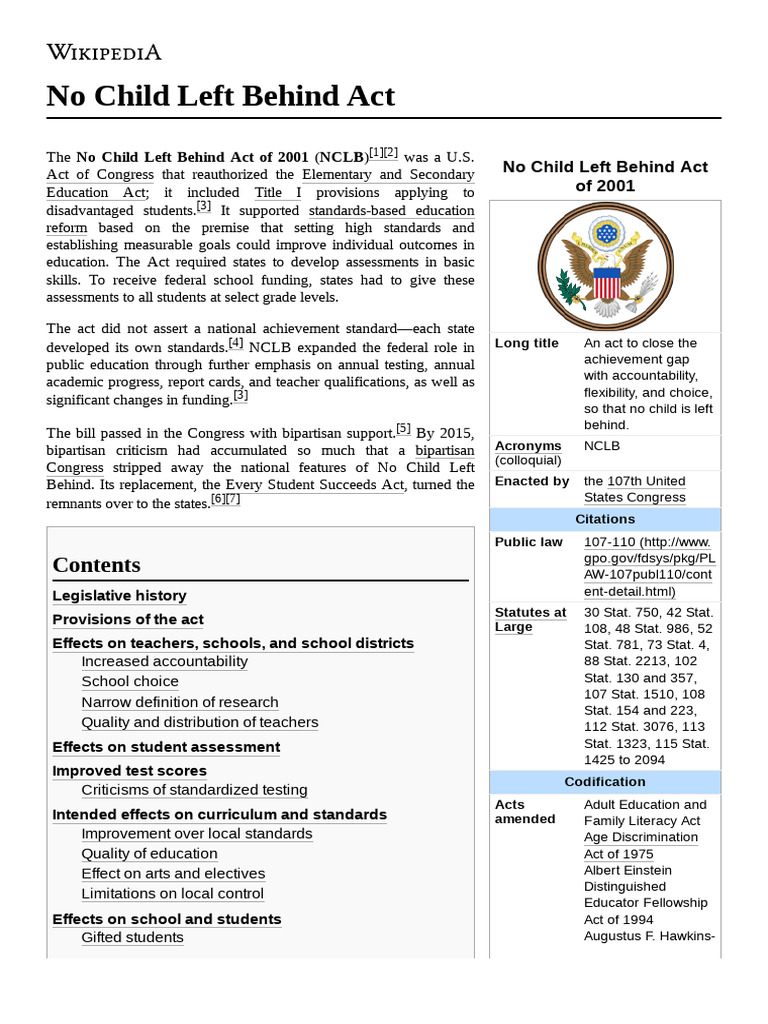 R01 - No_Child_Left_Behind_Act | PDF | No Child Left Behind Act ...