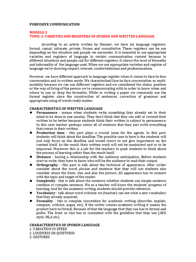 FINAL HANDOUTS - Purposive Communication | PDF | Communication | Cross ...