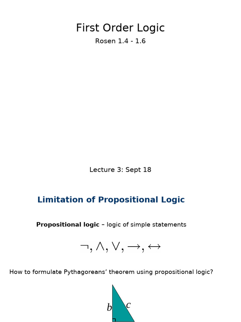 First Order Logic: Predicates and Quantifiers | PDF | Axiom ...