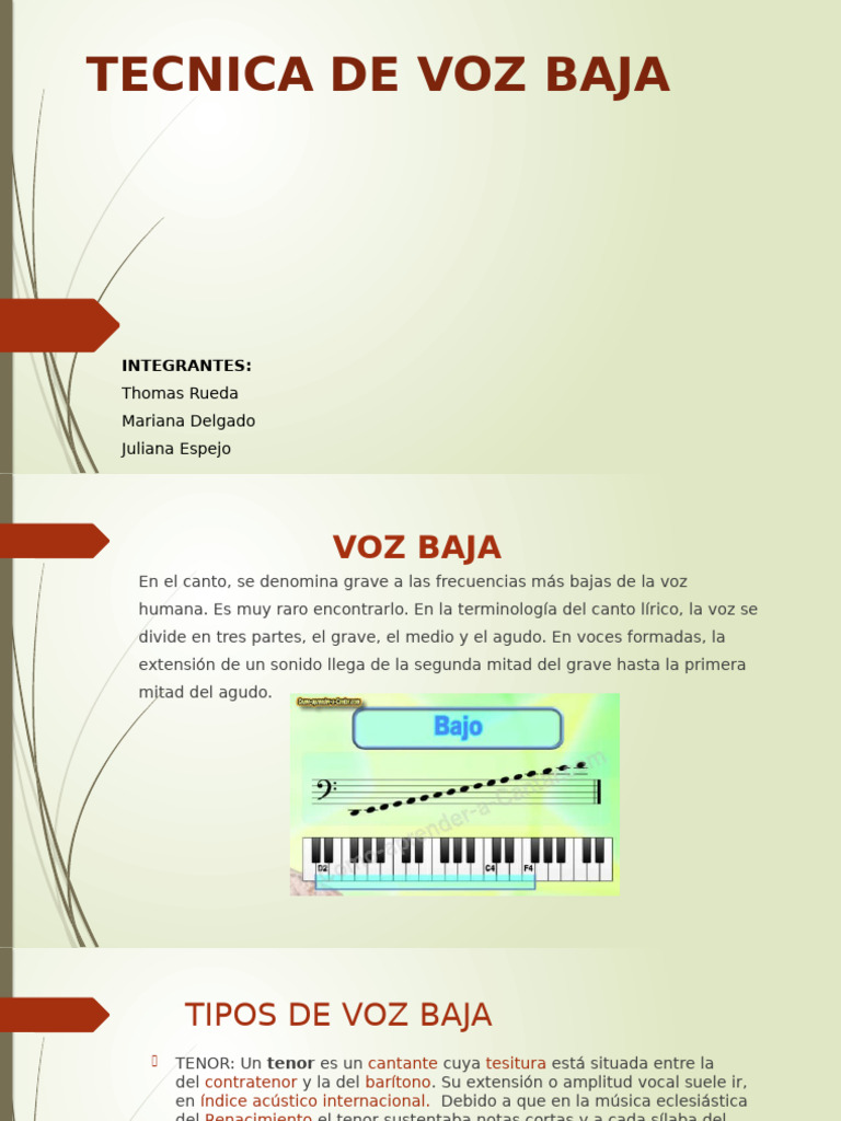 Tipos de Voz Baja en Canto | PDF | Música vocal | Canto