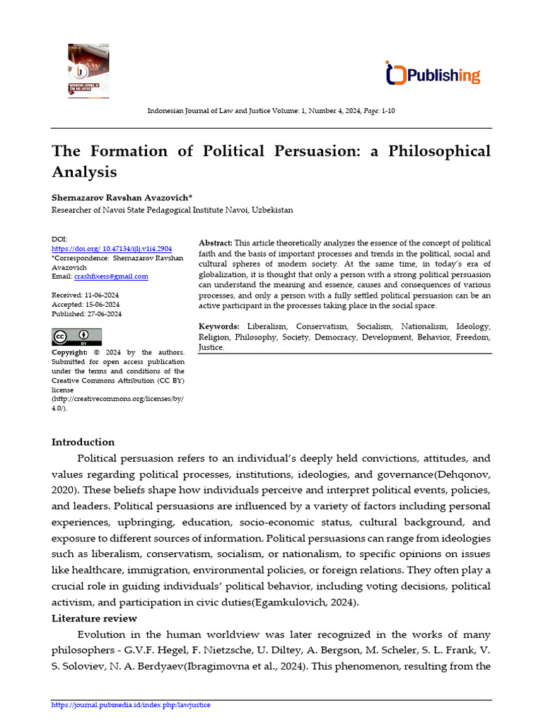 The Formation of Political Persuasion A Philosophical Discourse | PDF ...
