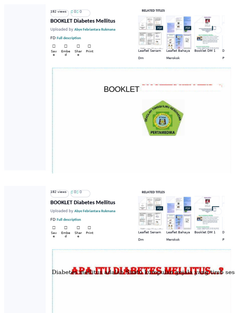 PDF Booklet Diabetes Mellitus | PDF