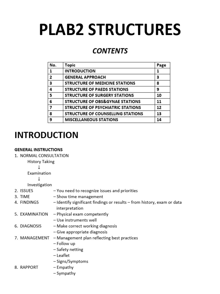 PLAB2 STRUCTURES | PDF | Allergy | Pain