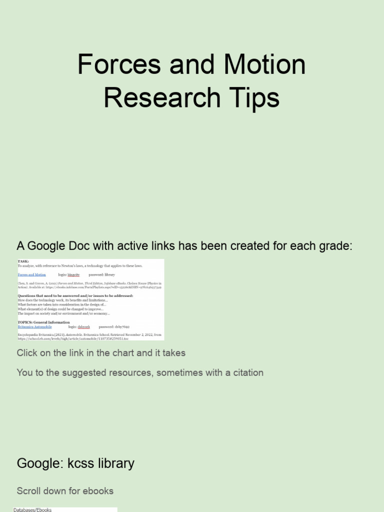 Forces and Motion Research Tips | PDF