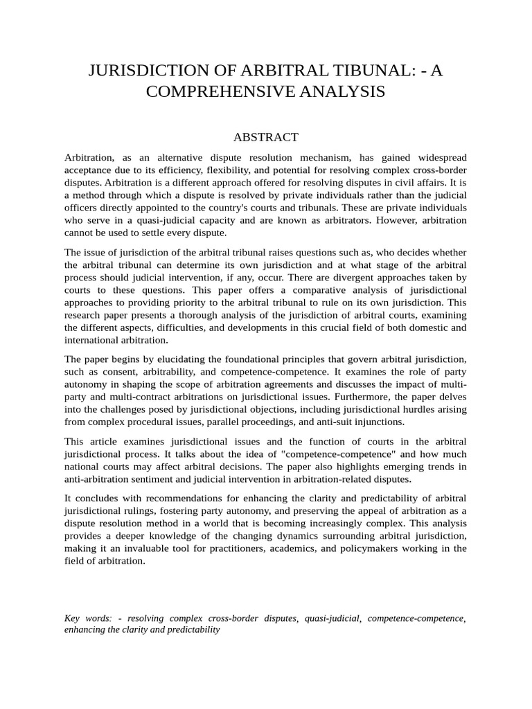 _Arb_Abstract | PDF | Arbitration | Jurisdiction