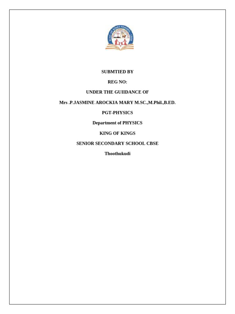 Physics Project Completion Certificate | PDF