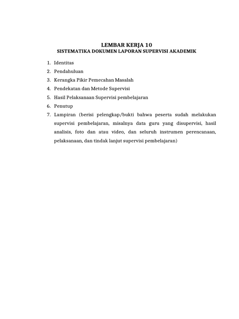 LK 10-Simulasi Penyusunan Dokumen Supervisi Pembelajaran | PDF