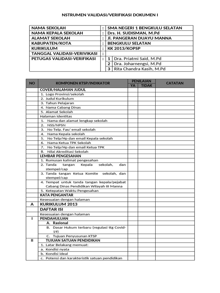 Instrumen Validasi | PDF