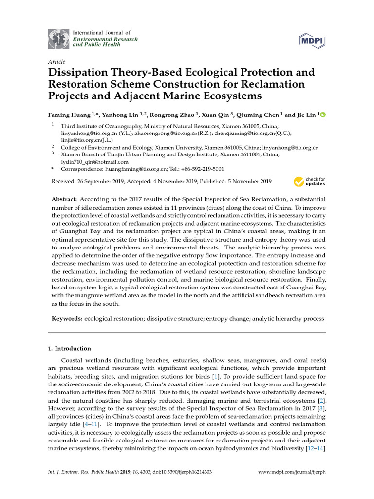 Dissipation Theory-Based Ecological Protection and | PDF | Wetland ...