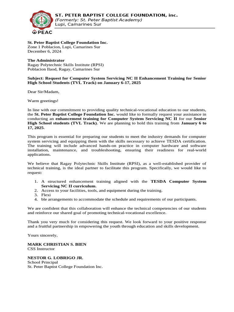 REquest Letter | PDF