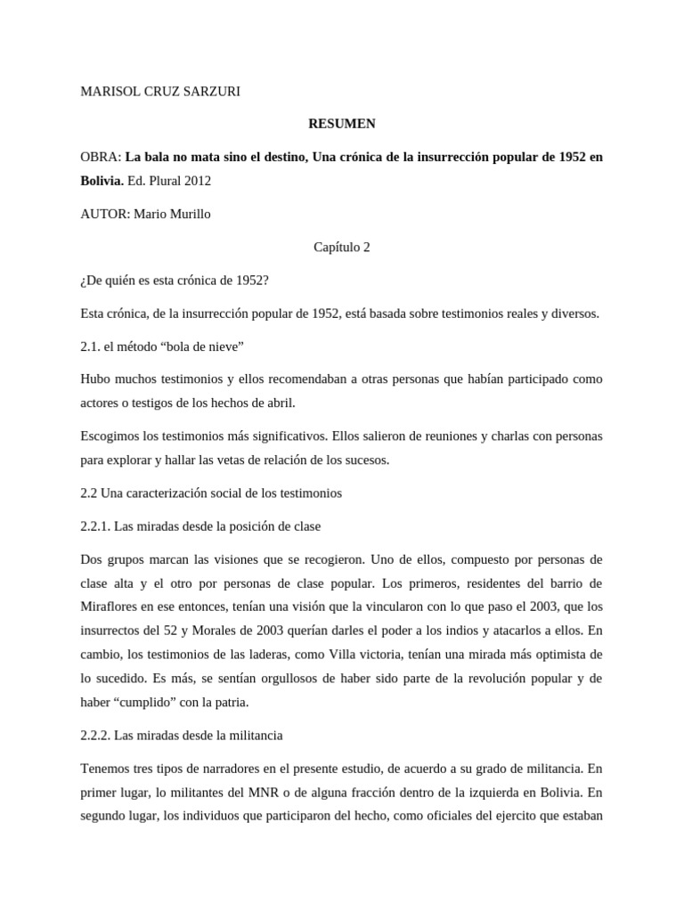 RESUMEN La Bala No Mata | PDF