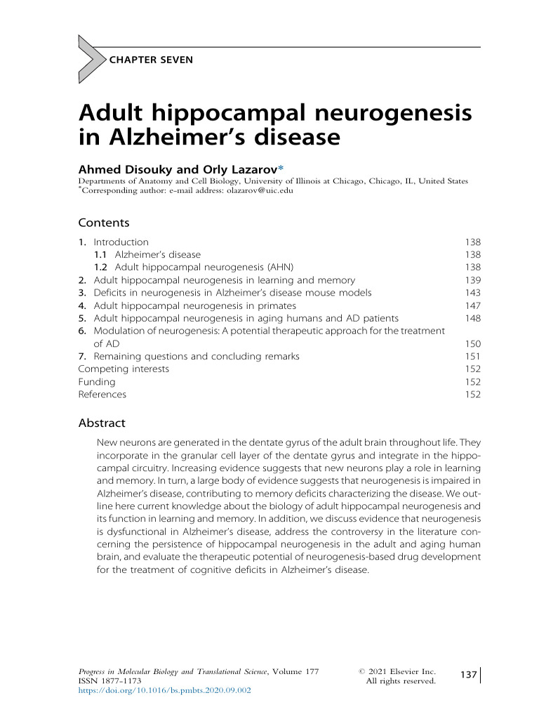Adult hippocampal neurogenesis | PDF | Neurogenesis | Hippocampus